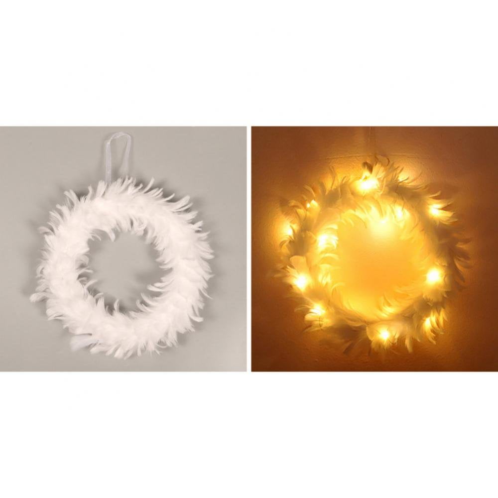 Click here for Mesase White Feather Wreath For Festival Holiday F... prices