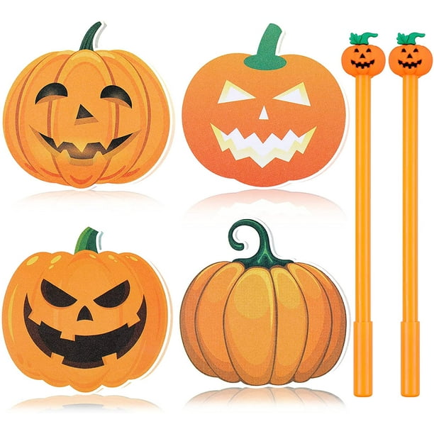 8 Pieces Pumpkin Sticky Notes Halloween Pumpkin Sticky Notepad Memo Pad ...