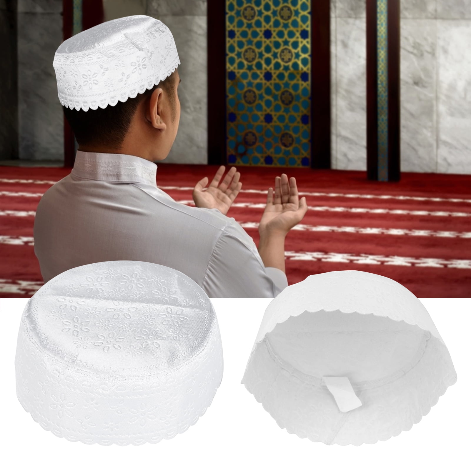 Click here for Zaqw Muslim Prayer Kufi Hat Headware Beanie Embroi... prices