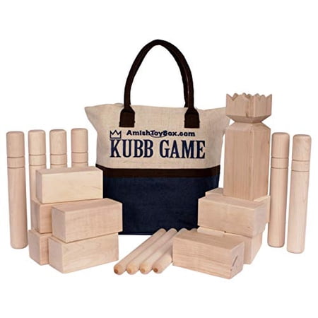 AmishToyBox.com Deluxe Kubb Game Set - Maple Hardwood - Regulation Size ...