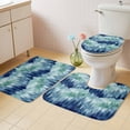 Botanical Bathroom Rugs Set Spring Watercolor Blue Trees Mystic ...