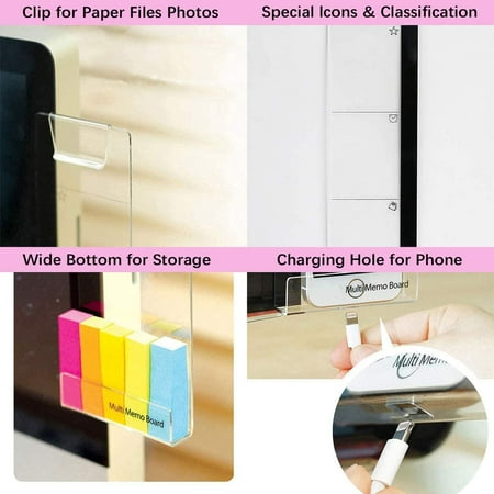 Monitor Memo Board 2pcs Computer Message Sticky Note Holder with 2 Pen ...