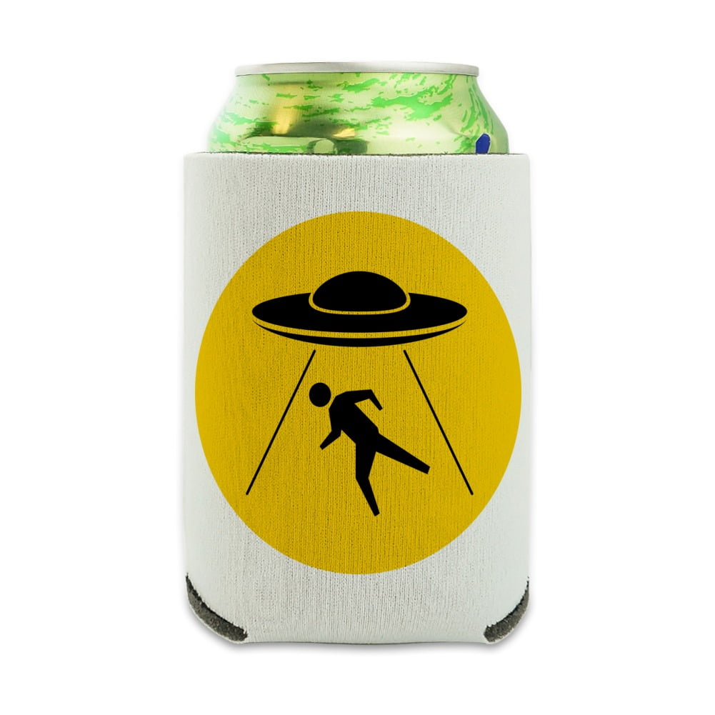 Alien Abduction Hazard Warning Sign Can Cooler - Drink Sleeve Hugger ...
