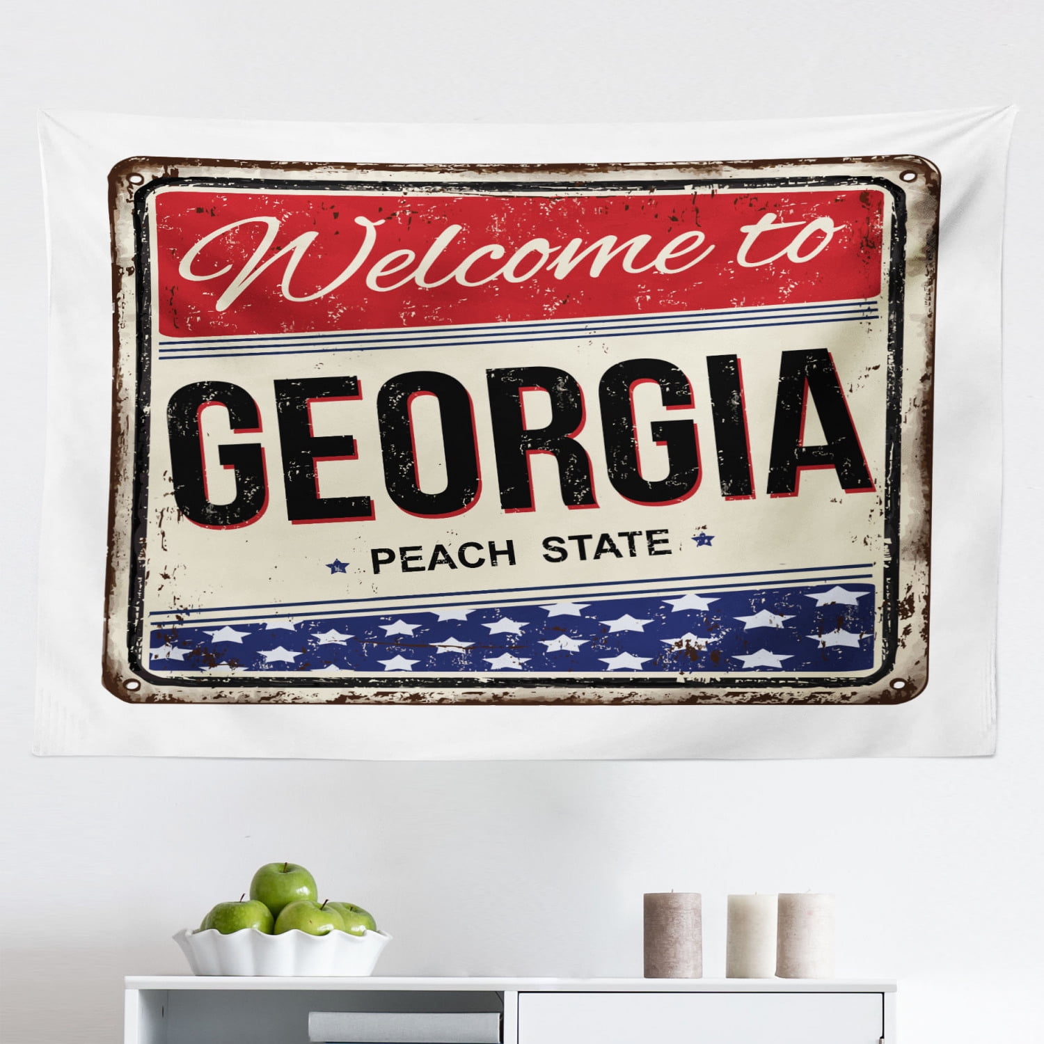 Georgia Tapestry, Touristic Greeting Pattern with The State Flag and a ...