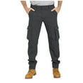hoksml Men's Multi-Pocket Cargo Pants Solid Color Straight Leg for ...