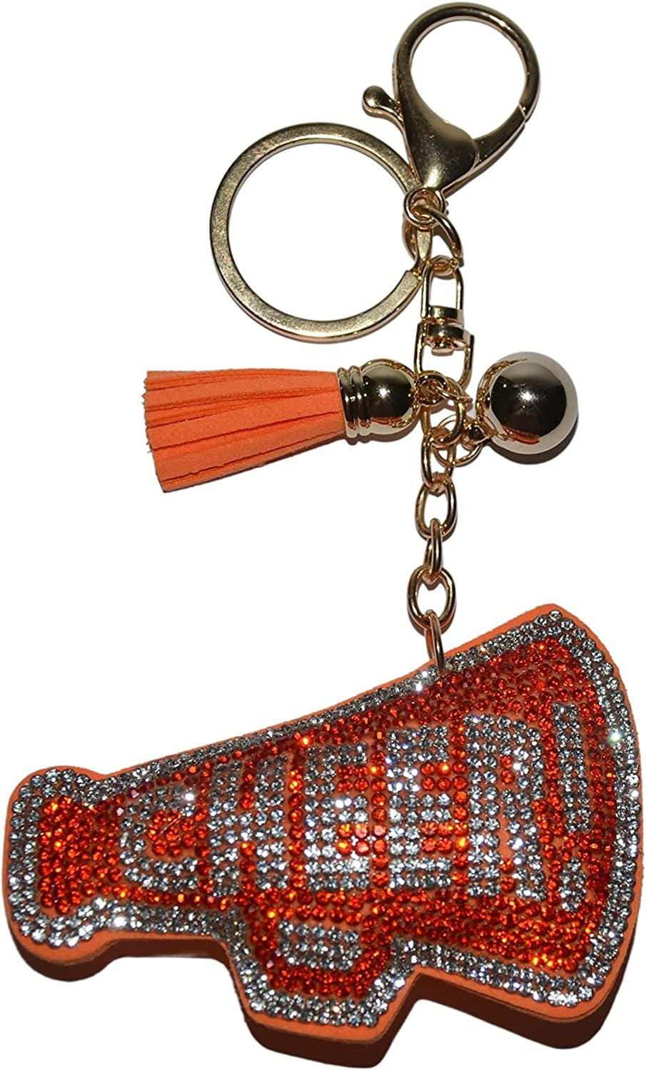 Orange Cheer Keychain, Bling Cheerleader Purse Charm, Cheerleading ...