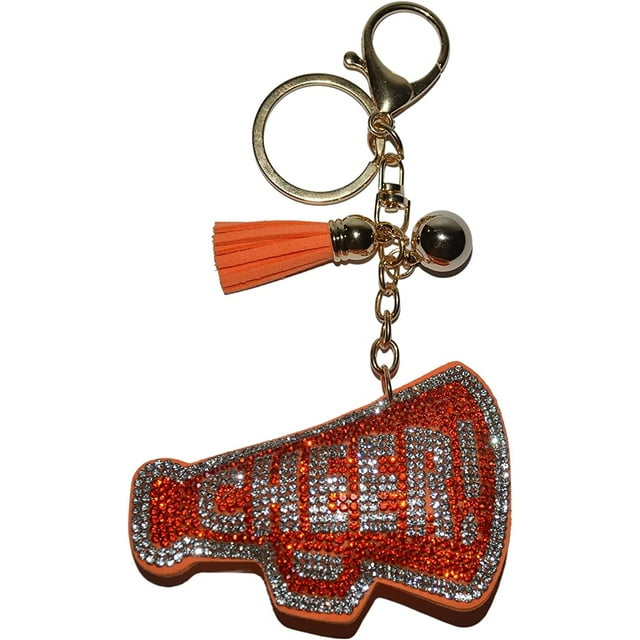 Orange Cheer Keychain, Bling Cheerleader Purse Charm, Cheerleading ...