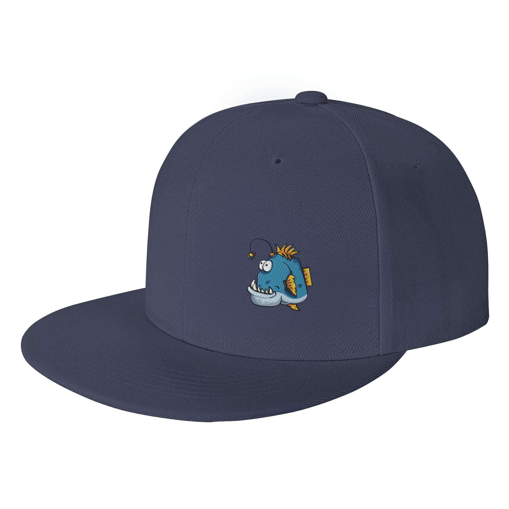 DouZhe Flat Brim Cap Snapback Hat, Cartoon Fish Angler Prints ...