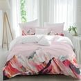 4 Piece Duvet Cover Set Cal king, Snowy Mountain Pink Gradient Soft ...