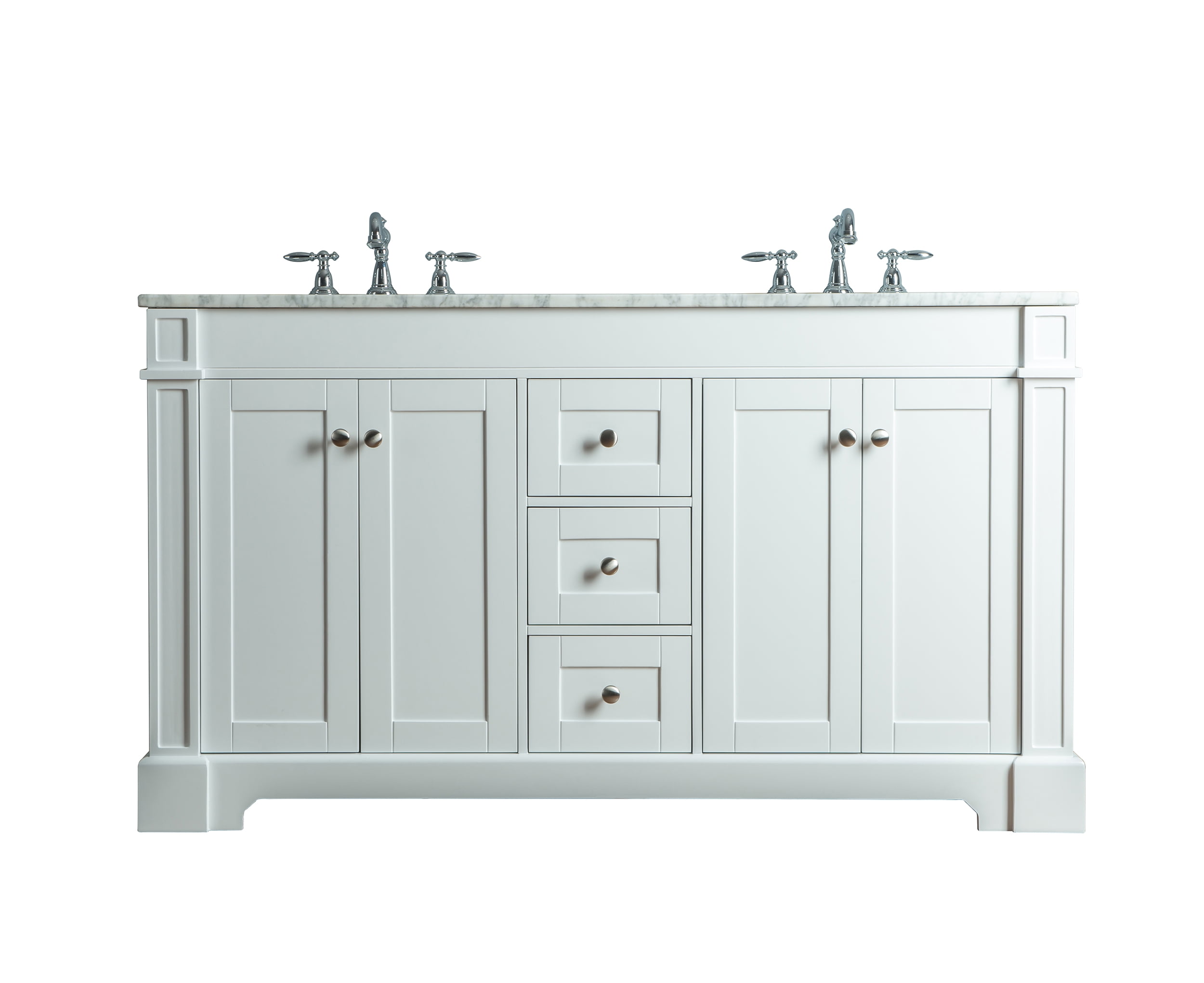 Stufurhome Seine 60 Inches White Double Sink Bathroom Vanity - Walmart.com