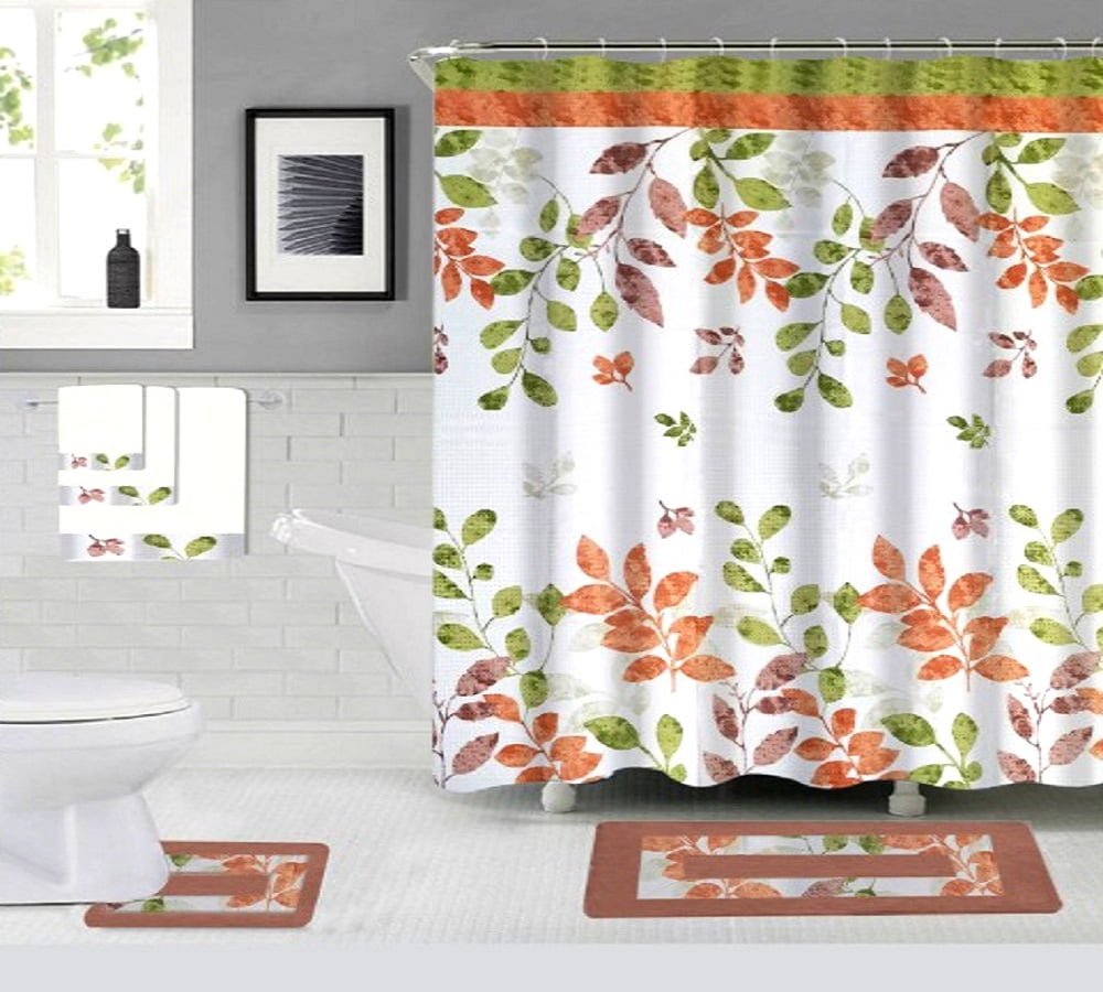 18Pc Bathroom set Bloom Rust - Walmart.com
