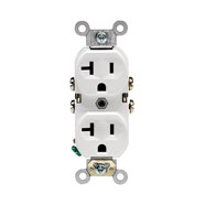 Leviton CR20-W 20-Amp, 125-Volt, Narrow Body Duplex Receptacle ...