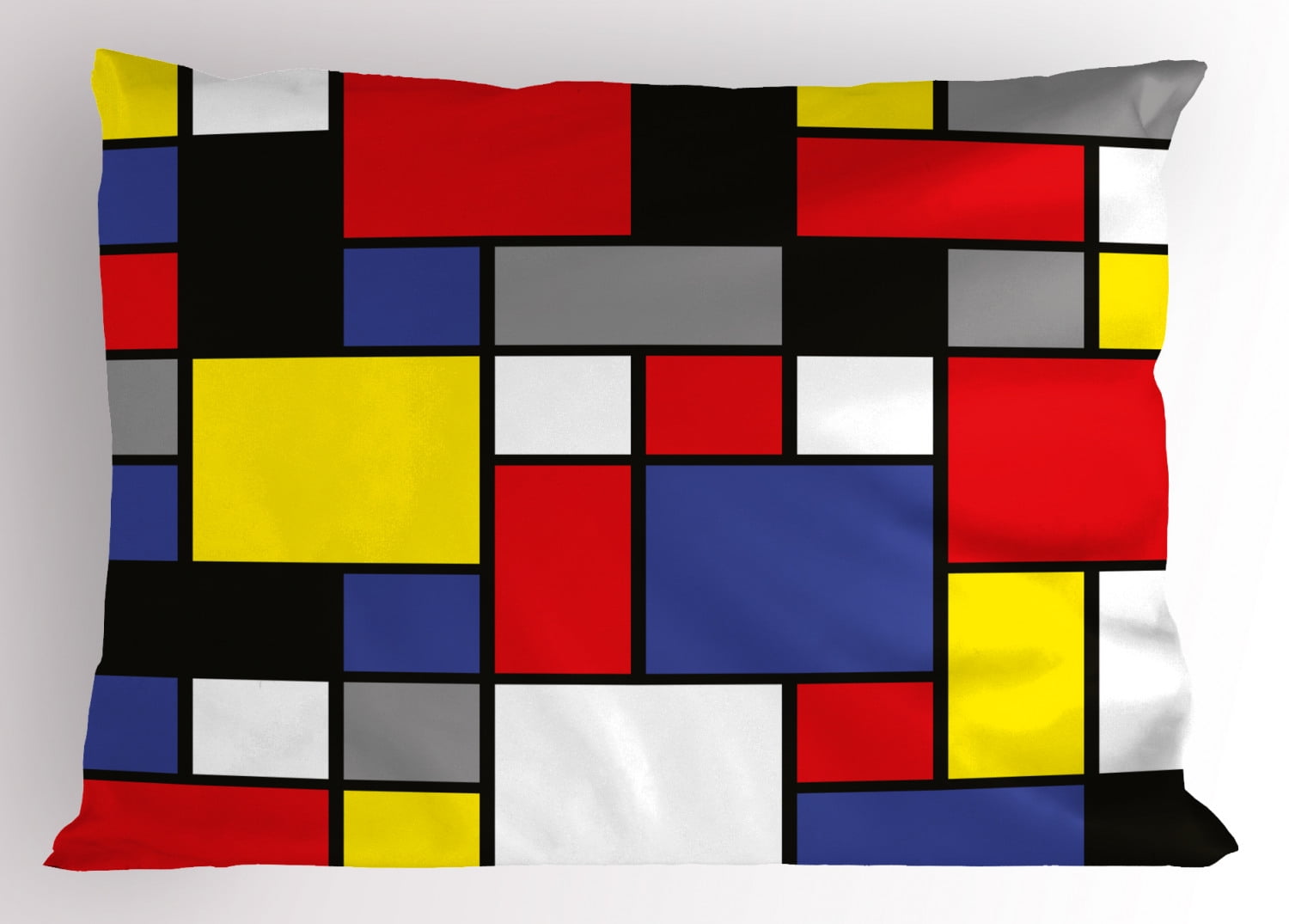 Art Pillow Sham Mondrianesque Pop Design with Colorful Squares Lively ...