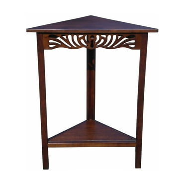Ulma Walnut Wood Corner Accent Side Table Plant Stand with Storage ...