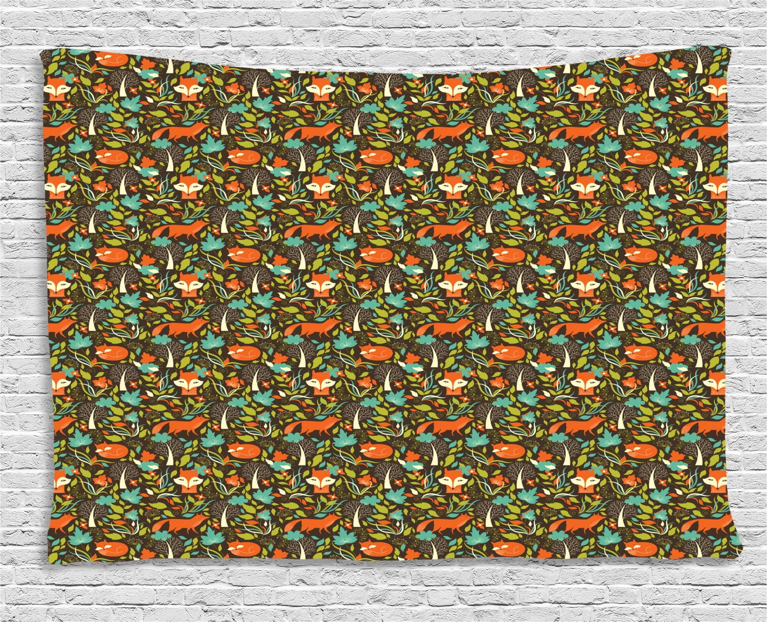 Fox Tapestry, Colorful Arrangement of Autumn Season Leaves and Petals ...