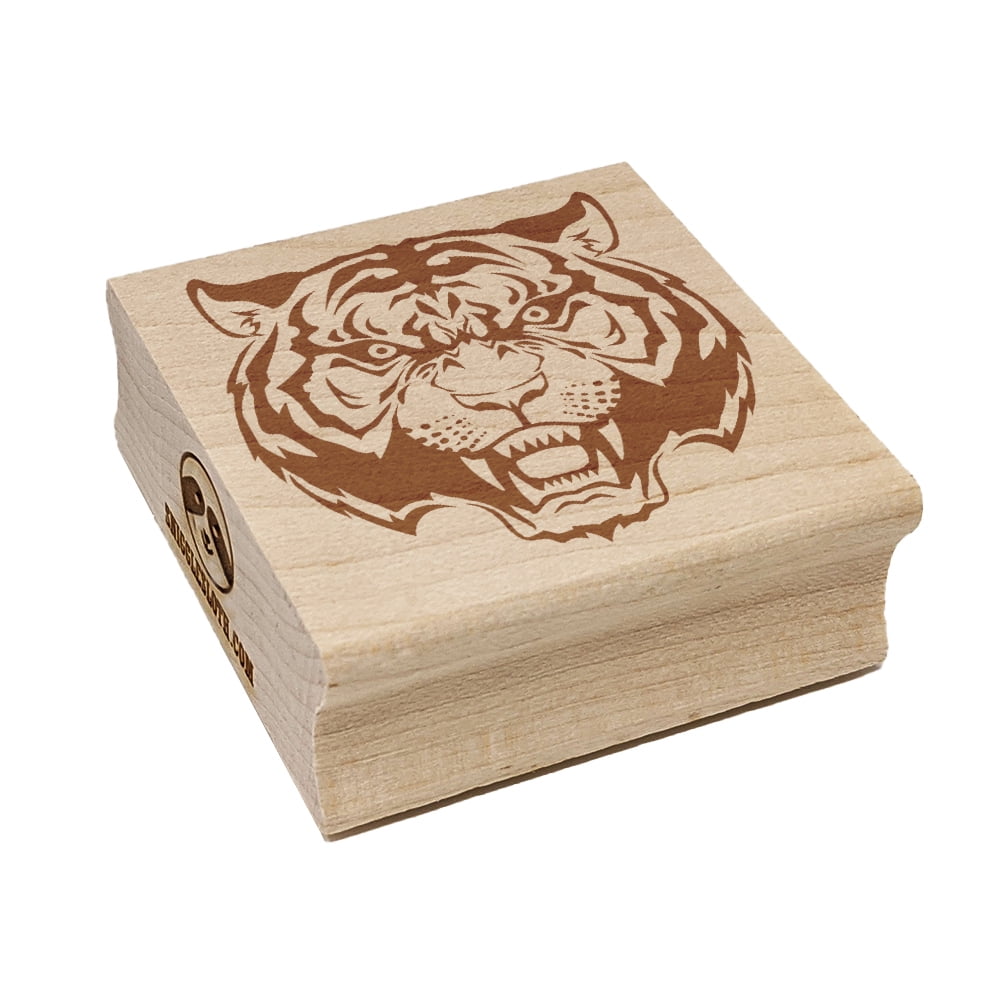 Fierce Tiger Face Square Rubber Stamp Stamping Scrapbooking Crafting ...