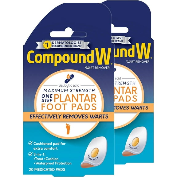 Compound W Maximum Strength Wart Removal Medicine, Waterproof Pads, 14 ...