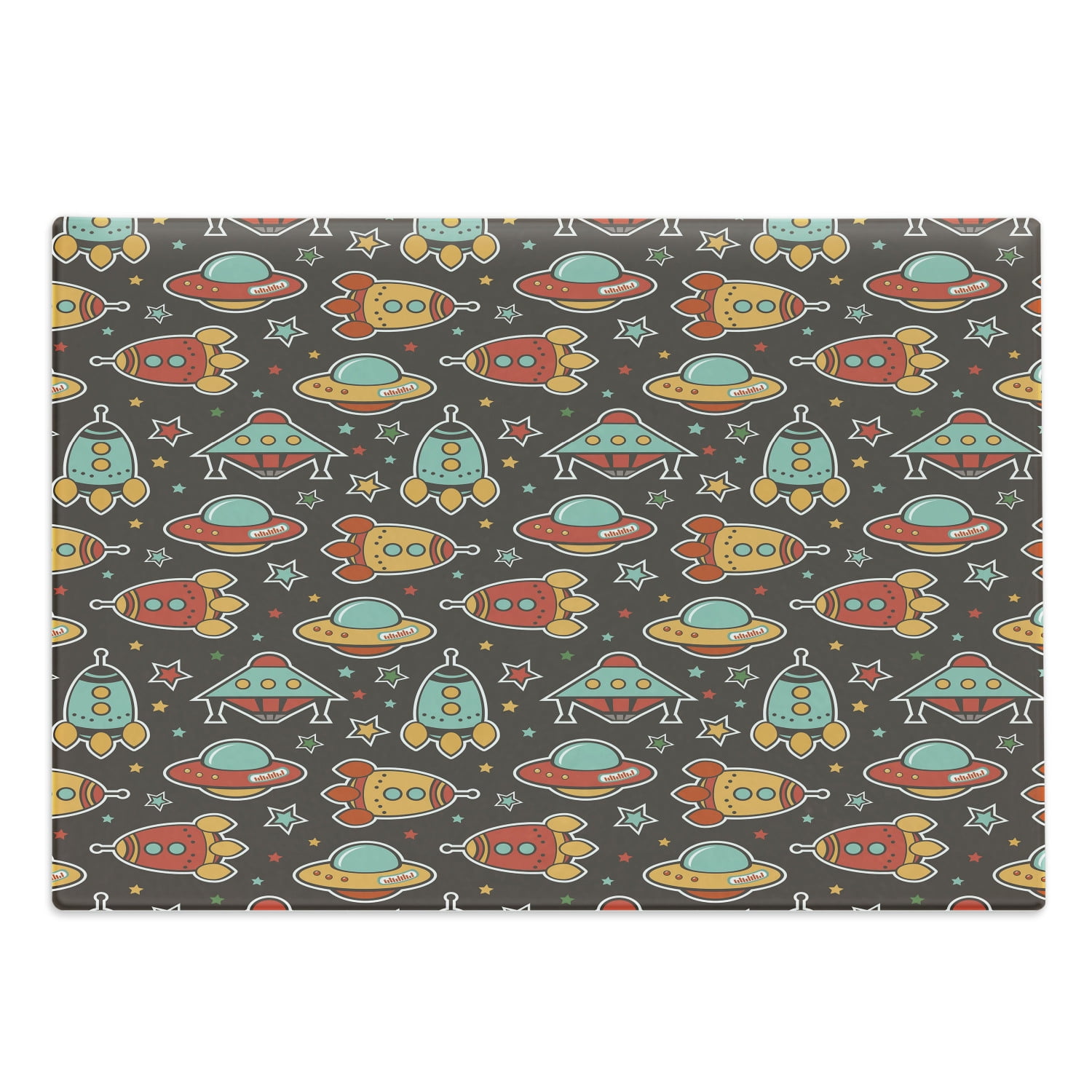Space Cutting Board, Outer Space Elements Rockets UFO and Crafts Stars ...
