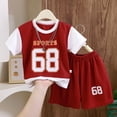 Boys Athletic Set 2 Piece Red Vintage Sports Jersey and Shorts Outfit ...