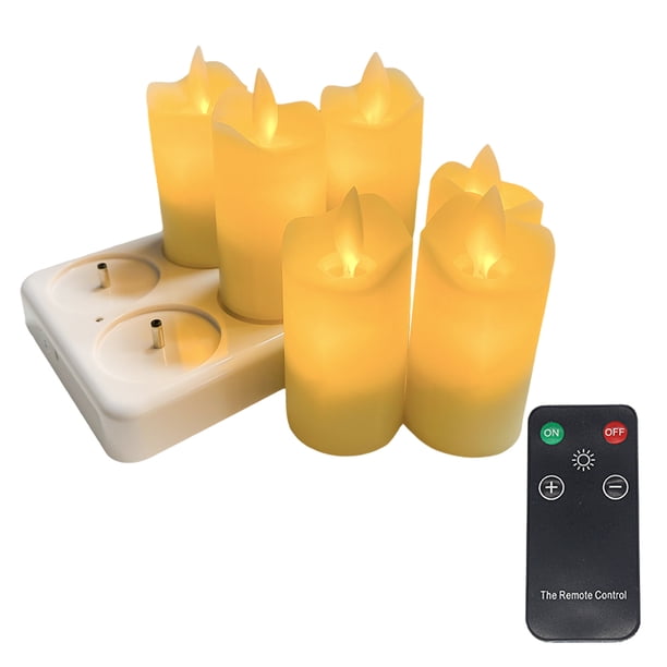 Paquete de 6 velas LED realistas recargables sin llama parpadeantes ...