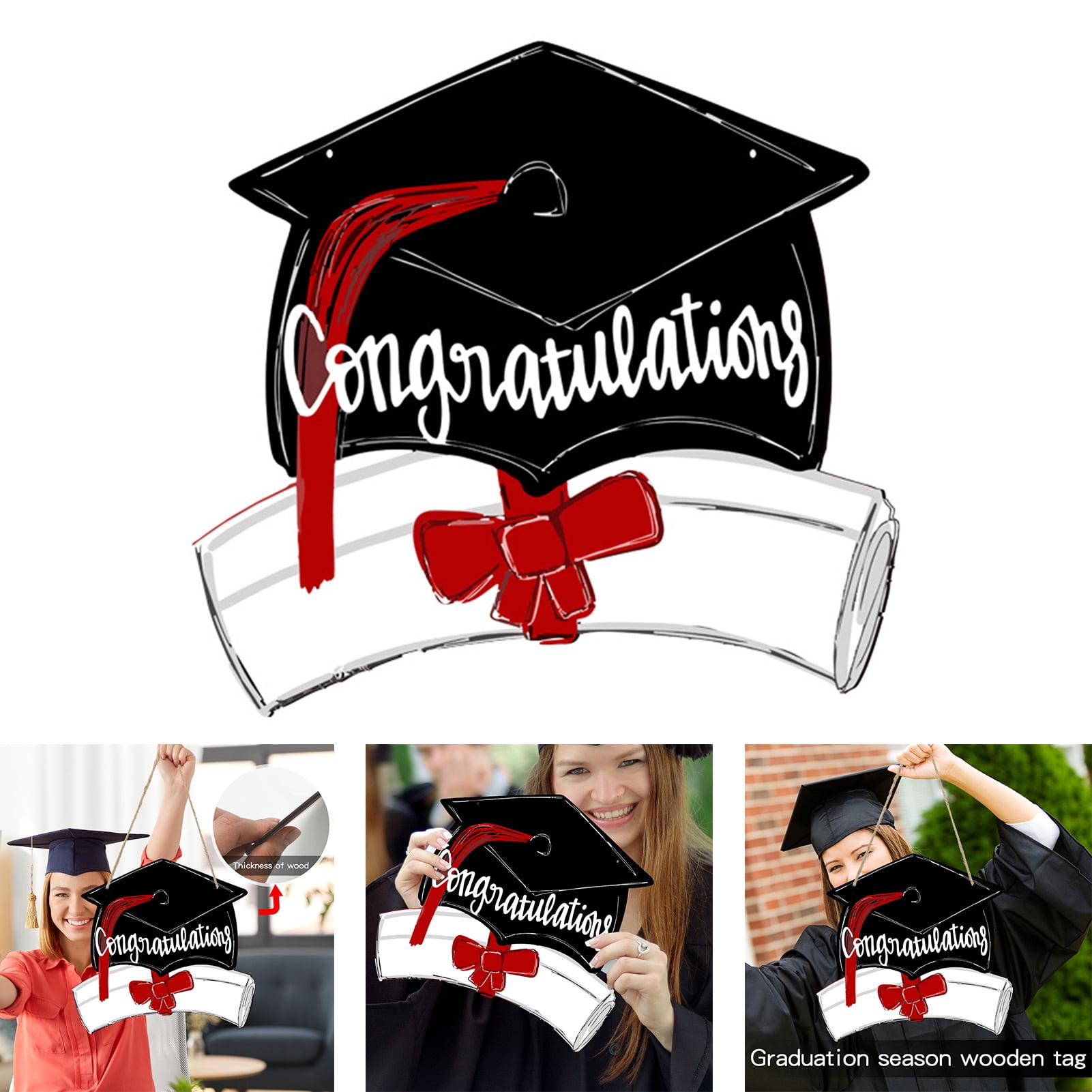 Hesroicy Decorative Graduation Ornament with Lanyard in Bachelor's Hat ...