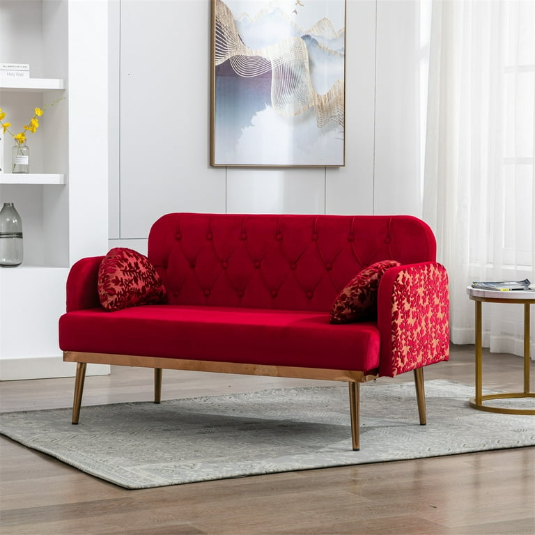Red Tufted Loveseat