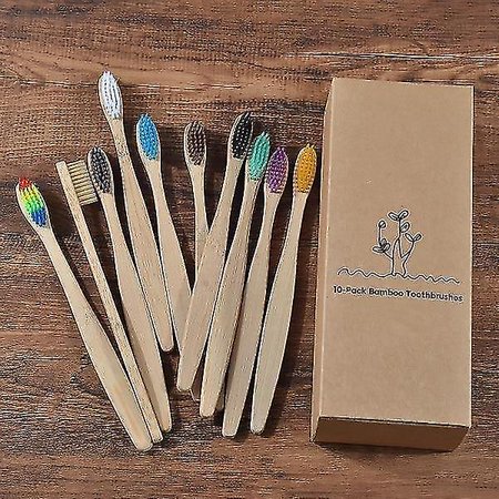 10 Pieces set of scandinavian style ecofriendly bamboo toothbrush set ...
