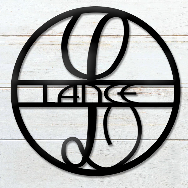 Master Circle Single Letter Monogram with Name in Circle Black - 20" L ...