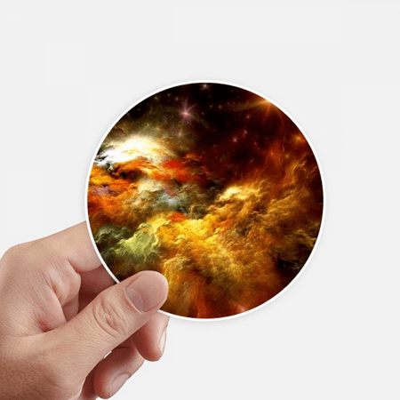 orange sky en nebula landscape sticker round wall suitcase laptop label ...