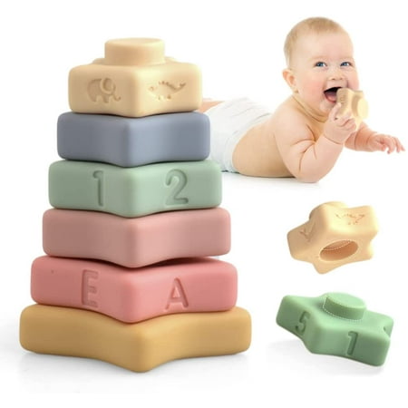 Baby Stacking & Nesting Star Toys, Silicone Stacking Rings Toy, Baby ...