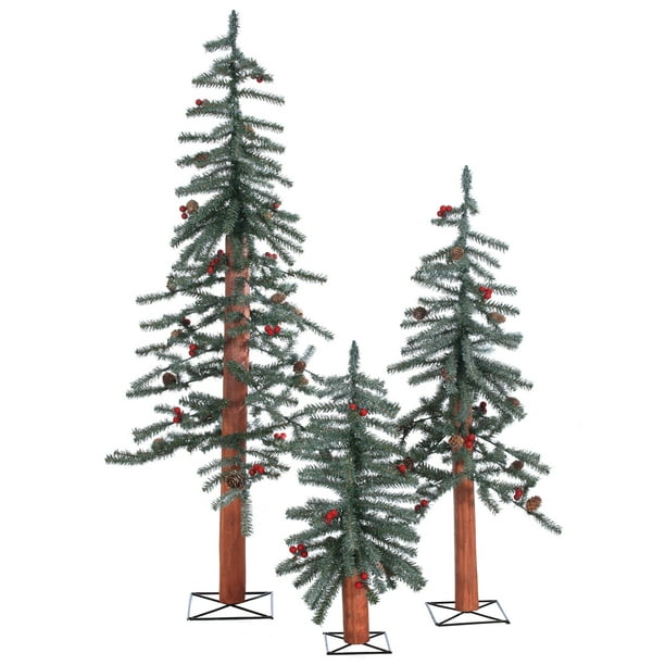 2-3-4 FT Unlit Frosted Alpine Artificial Christmas Tree (Set Of 3 ...
