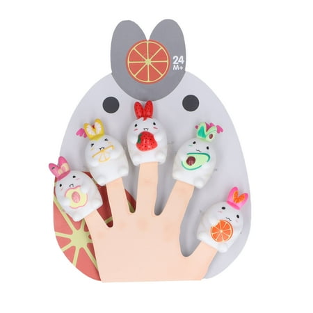 Rabbit Finger Puppets Silicone Relief Teether Pain Bath Animal Finger ...