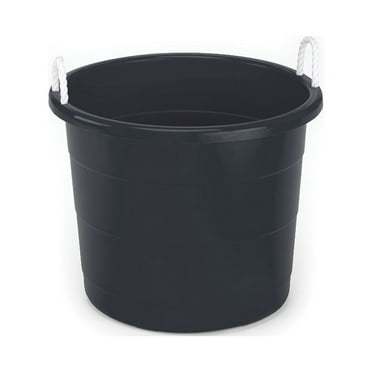 Mainstays 17-Gallon Plastic Utility Tub with Rope Handles, Black, Set ...