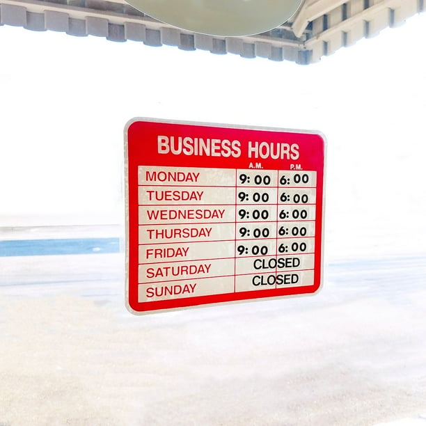 Static Cling Business Hours Open & Closed Window or Door Sign with Time ...