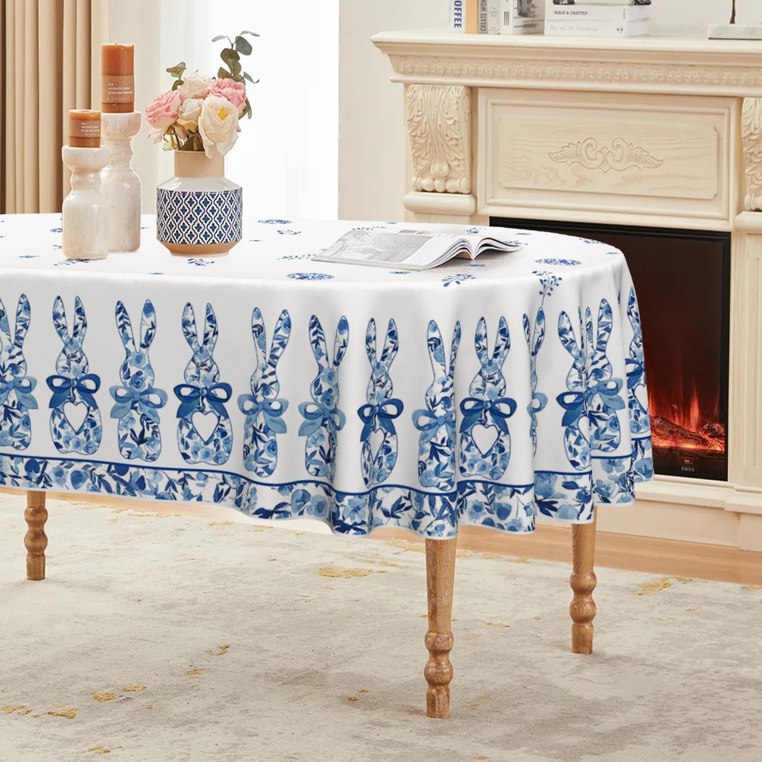 Click here for Biqnou Easter Tablecloth 60×84 Inch Oval  Spring C... prices