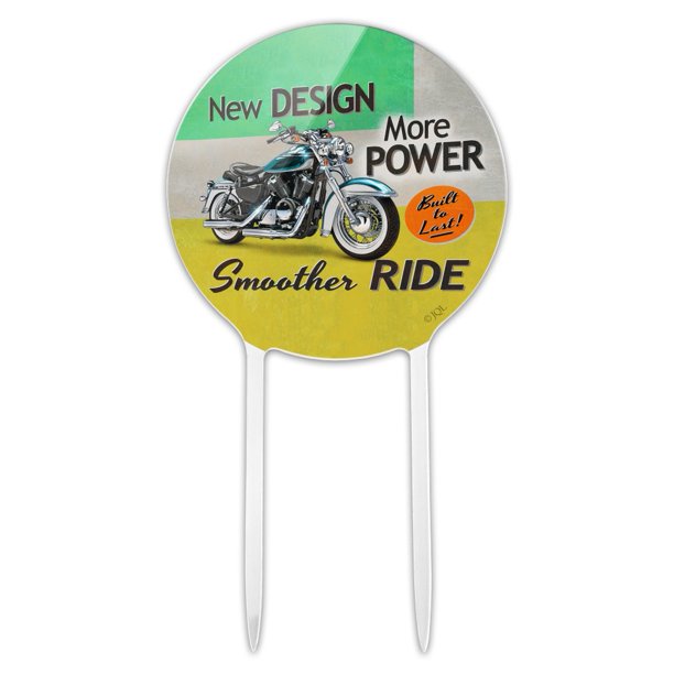 Acrylic Retro New Motorcycle Bike Sign Cake Topper Party Decoration for ...