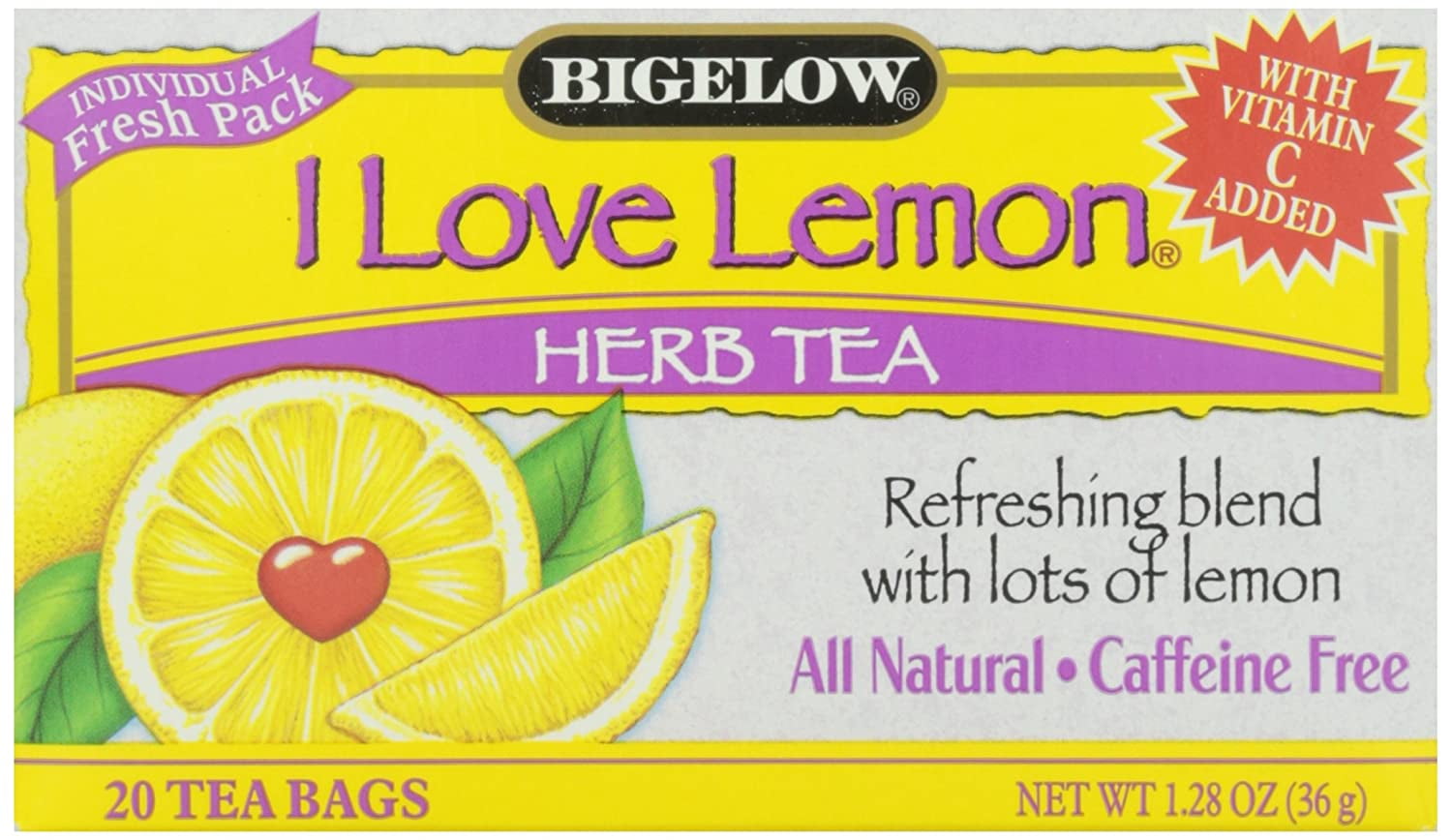 Bigelow I Love Lemon Herbal Tea, 20 ct - Walmart.com