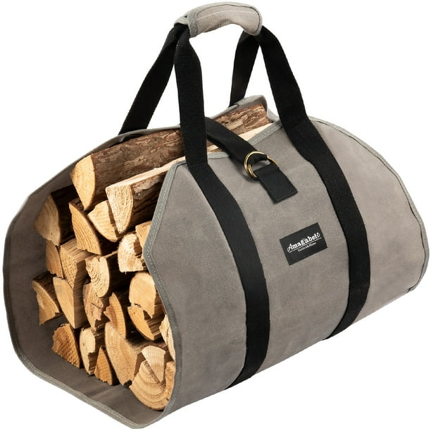 Amagabeli Firewood Carrier Tote Waxed Canvas Log Tote Carrying Bag Wood ...