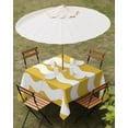 Outdoor Tablecloth with Umbrella Hole and Zipper Yellow and White ...