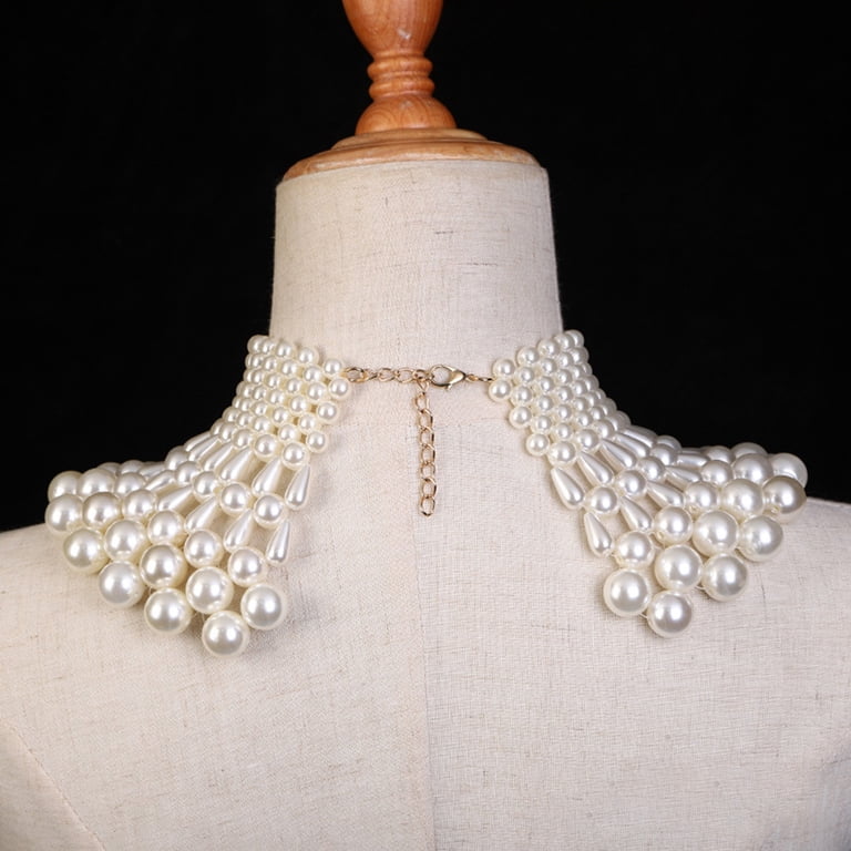 Pearl Bib Necklace Wedding Women Wedding Pearl Bib Choker Necklace