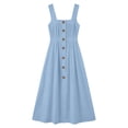 ClodeEU Women's Square Neck Spaghetti Strap Midi Dress,Casual Button ...