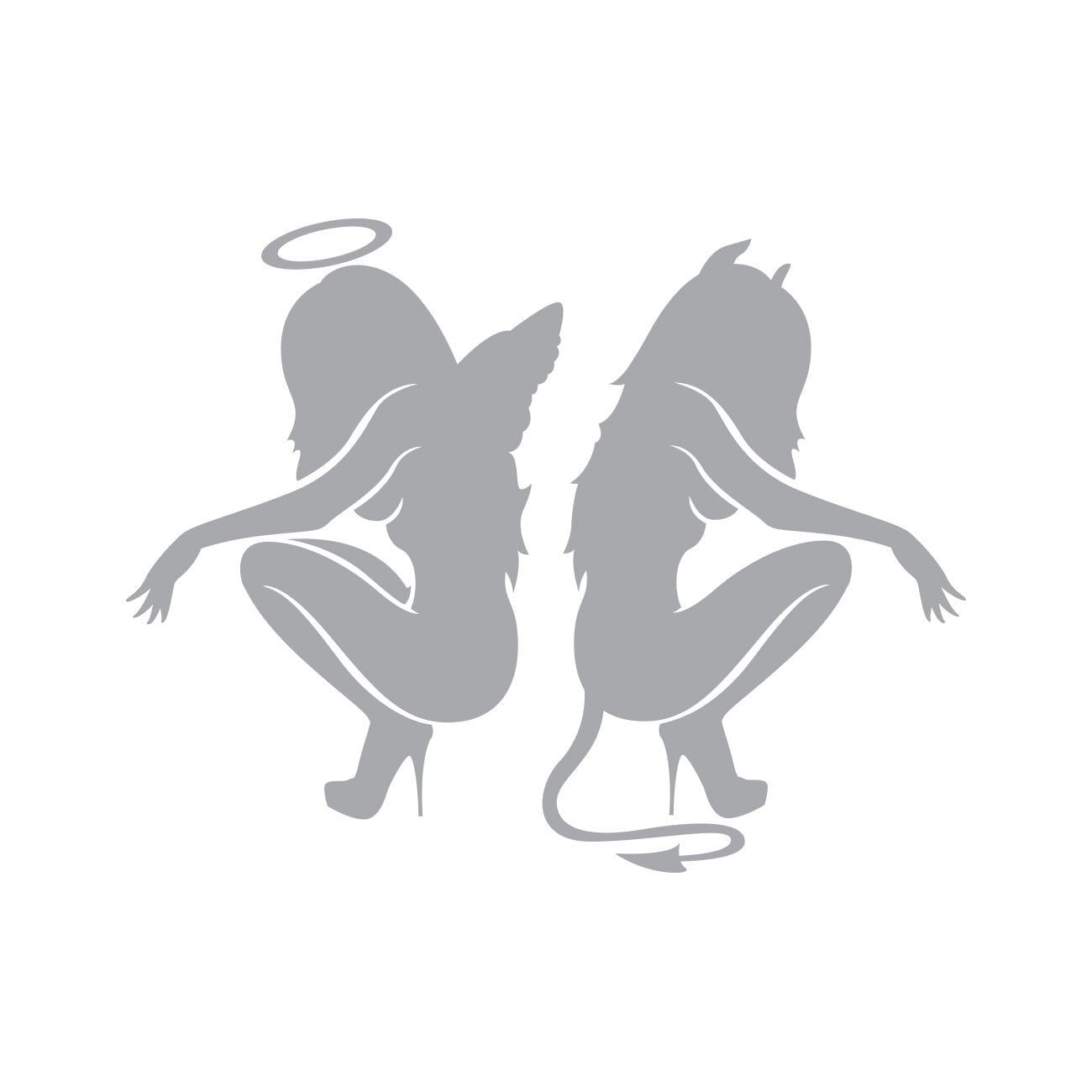 Kneeling Angel Devil Sticker Decal Die Cut - Self Adhesive Vinyl - Weatherproof - Made in USA ...