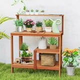 Auranook Outdoor Potting Bench Table, Solid Wood Potting Table with ...