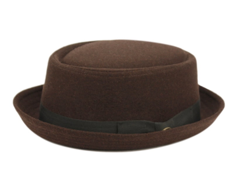Wool Fedora Hat w/Grosgrain Band Round Shape Classic Pork Pie Stingy ...