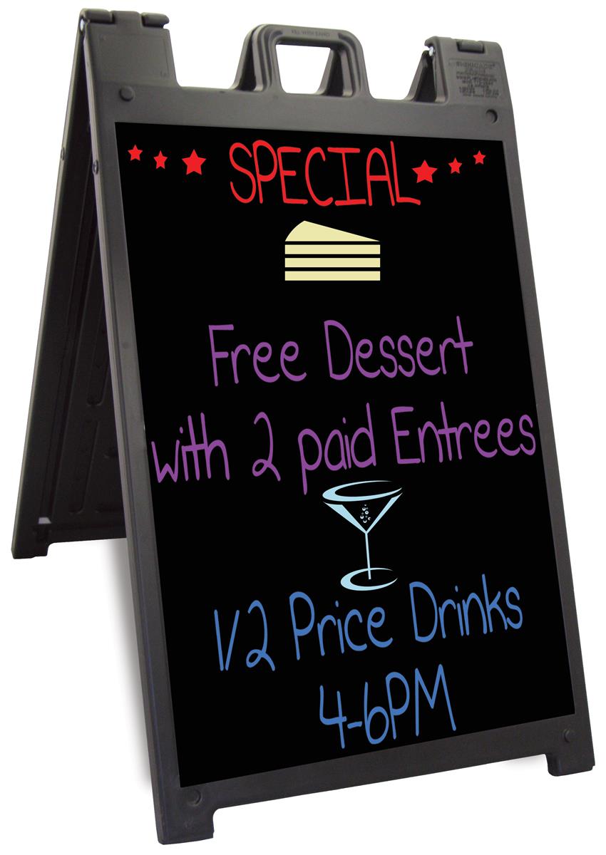 Portable Outdoor Signs Black Plastic Constructed Write-On Marker Boards ...