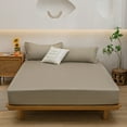 Fitted Sheet Mattress Cover 220x180cm | Solid Color Washed Polyester ...