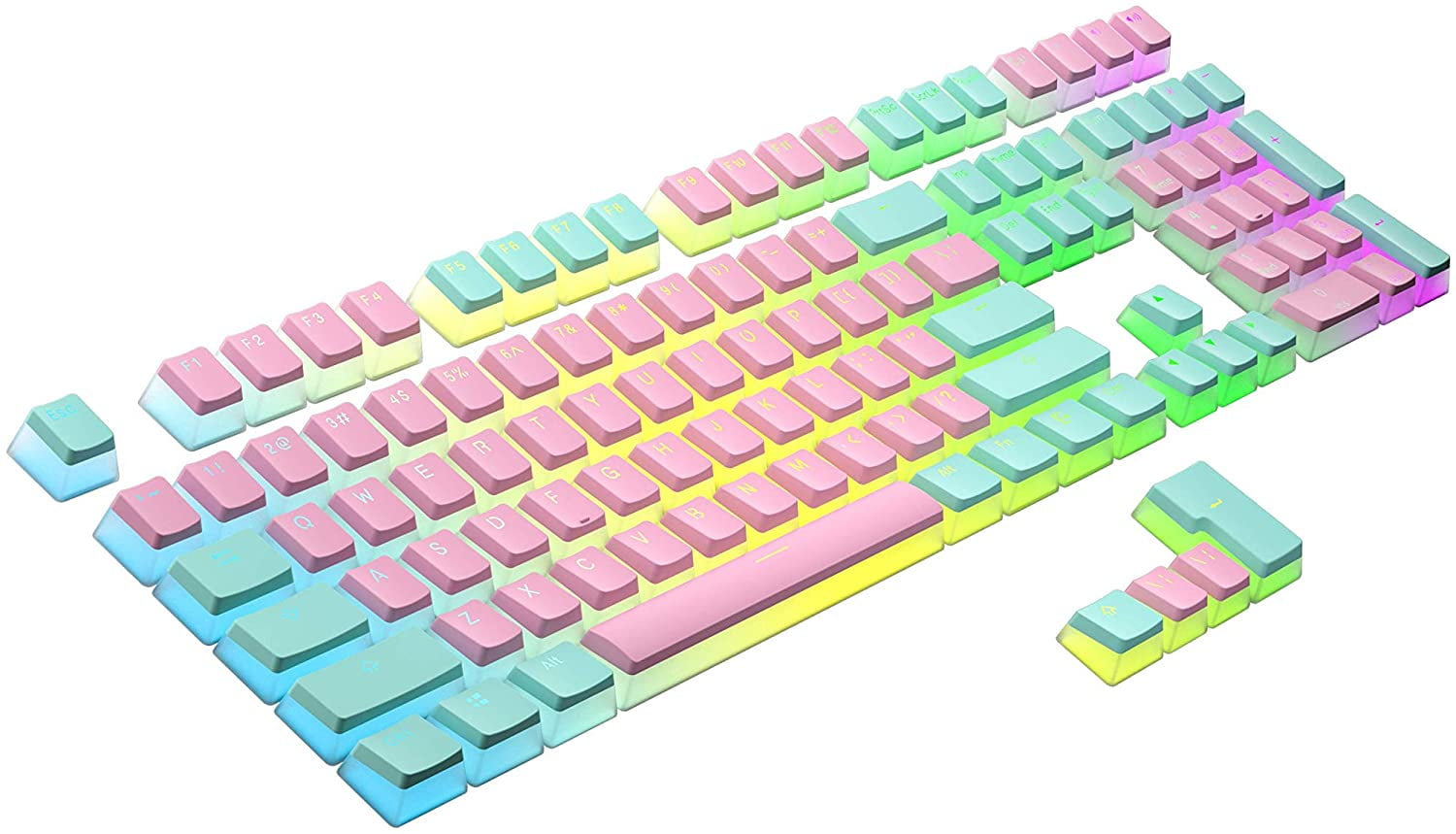 SHIQI-Pudding PBT Keycaps | 112 Double Shot Translucent ANSI US & ISO ...