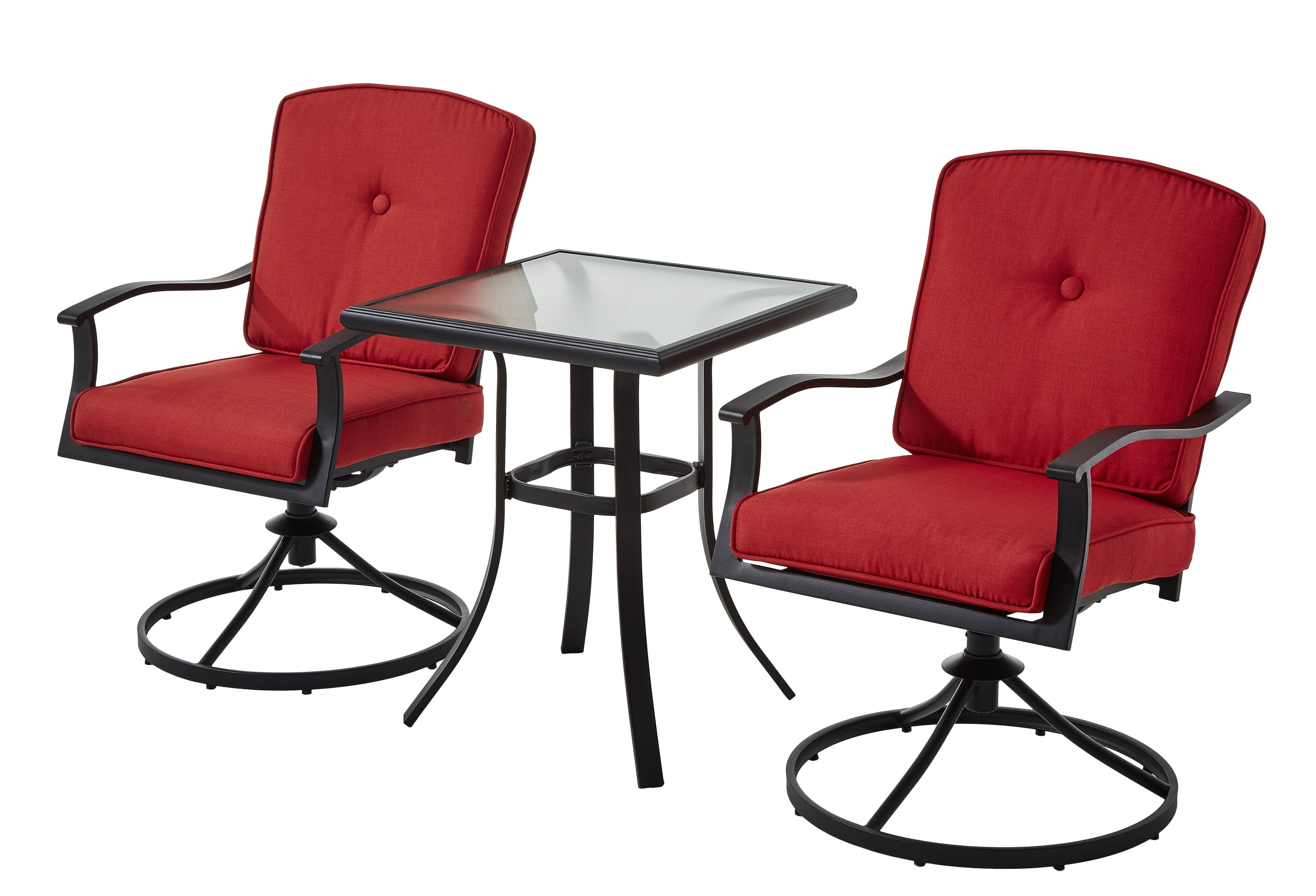 Mainstays Belden Park 3 Piece Outdoor Bistro Set for Patio and Porch Red Walmart