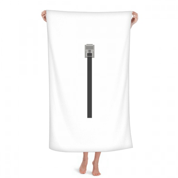 Black Internet Cable USB Plug Pattern Hand Towel Bath Facecloth Soft ...