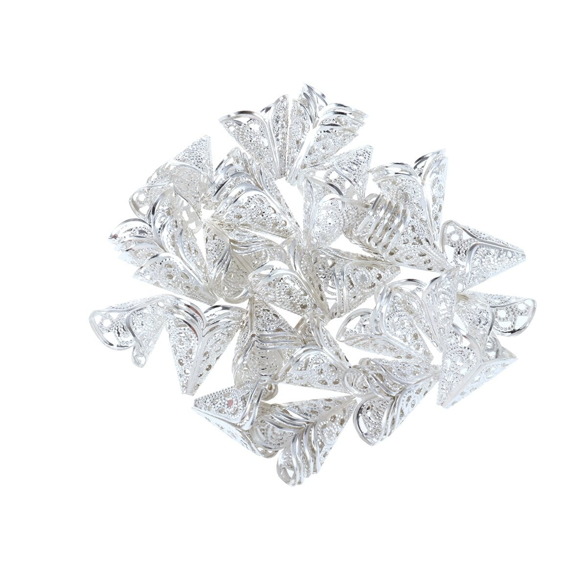 50 piezas de metal de filigrana de cono hueco flor tapa de cuentas para ...